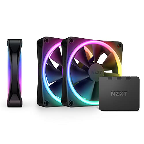 NZXT F120 RGB Duo Triple Pack - 3 x 120mm Dual-Sided RGB Fans with RGB Controller â 20 Individually Addressable LEDs â Balanced Airflow and Static Pressure â Fluid Dynamic Bearing â PWM â Black
