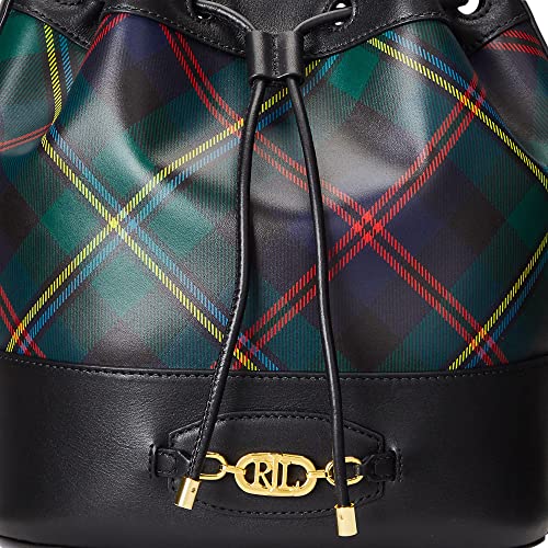 LAUREN Ralph Lauren Plaid Leather Large Andie Drawstring Bag Holiday Tartan/Black One Size