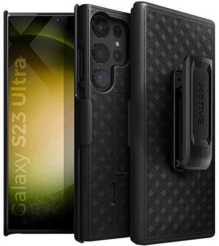 MOTIVE for Samsung Galaxy S23 Ultra Holster Case, Belt Clip Case for S23 Ultra, Shell Holster Combo, Slim Rugged Drop Shockproof Protective Cover with Kickstand (6.8") | Ranger Series