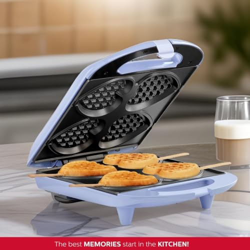 Holstein Housewares - Non-Stick Heart Waffle Maker, Lavender - Makes 4 Heart-Shaped Waffles in Minutes