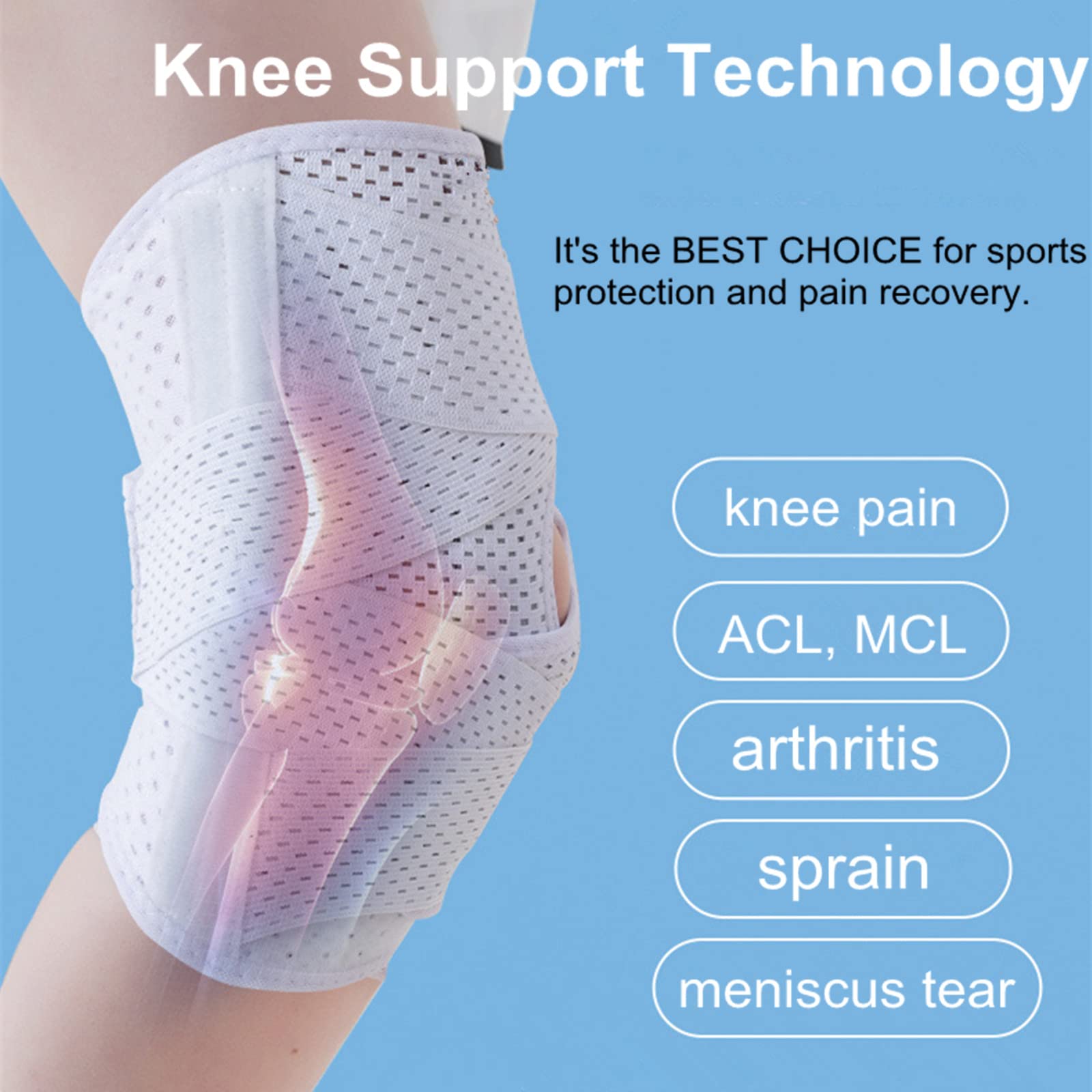 Knee Brace with Side Stabilizers, Adjustable Knee Support Brace for Meniscal Tear Knee Pain ACL MCL Arthritis Injuries Recovery, Support for Men and Women
