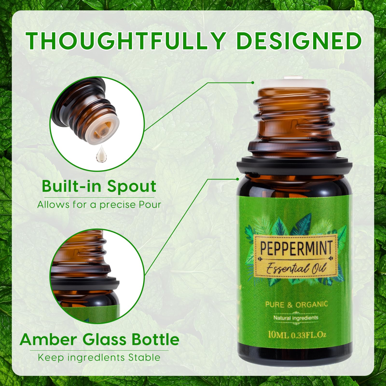 Gooamp Essential Oils for Diffusers,Aromatherapy,Candle Making,Humidifiers,Gifts - Peppermint 10ML