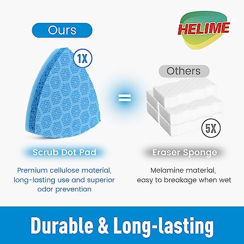 HELIME Scrub Dots Bathroom Sponge, Heavy Duty Non Scratch 3 Layer Cellulose Scrubbers, Reusable Bath Washing Scrubber, Magic Eraser Sponges Scour Scrub Pads for Clean Glass, Ceramic, Bathtub, Sink