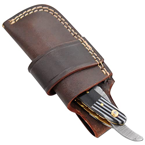 Old Ram Straight Razor | Straight Edge-Razor Sharp High Hardness Real Damascus Steel Cutthroat Straight Edge-Blade | Barber Razor (328)