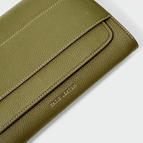 KATIE LOXTON Lila Envelope Closure Medium Womens Vegan Leather Clutch Purse Handbag Olive Green