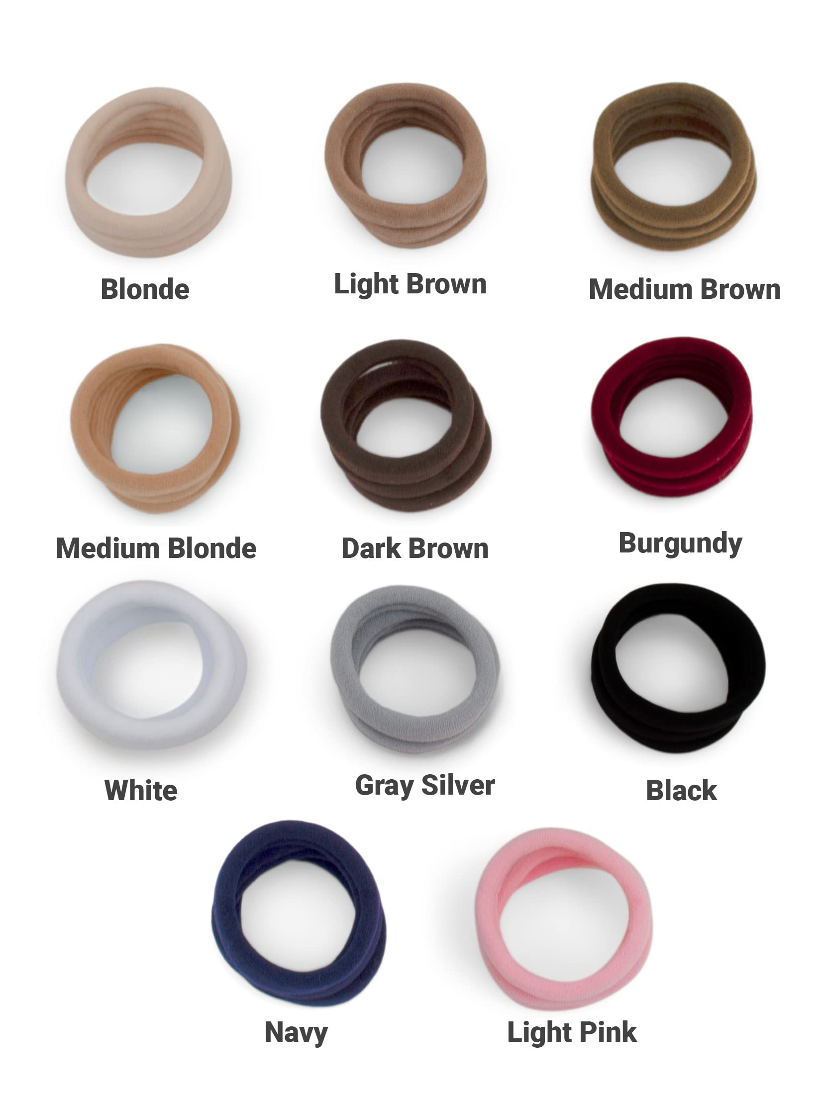 Heliums Small Hair Ties - Brown - 1 Inch Seamless No-Damage Ponytail Holders for Kids, Braids and Thin Hair - 20 Count