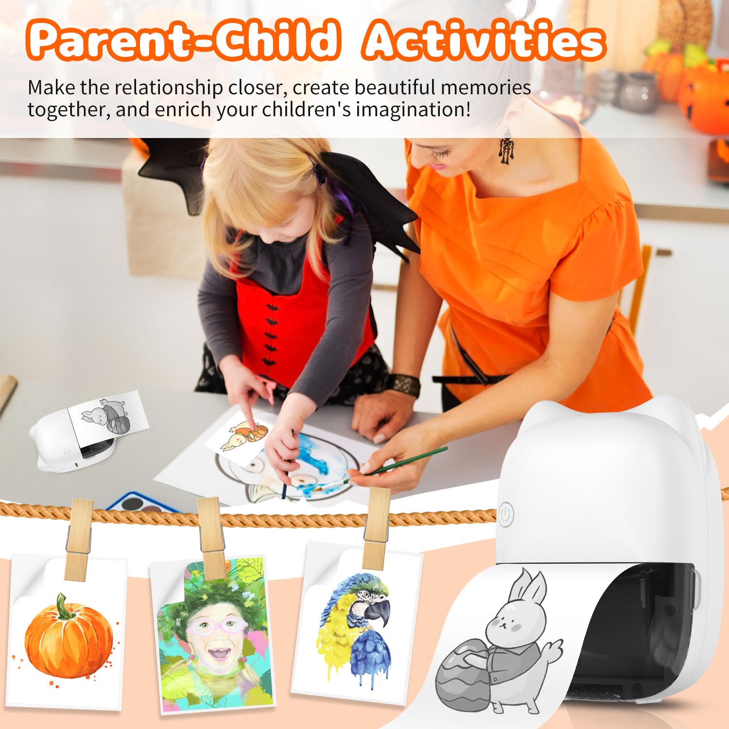 Mini Sticker Printer Pocket Printer, Portable Thermal Printer for Pictures/Journal/Receipts/Notes/Lists/Label/Memo/DIY/Travel/Kids Birthday Gifts, Wireless Bluetooth printer with Android or iOS APP