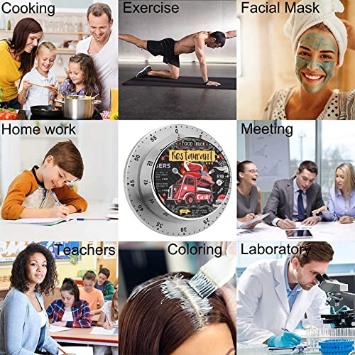 Kitchen Timer Food Truck Classroom Timer Stainless Steel Countdown Timer with Magnetic Backing