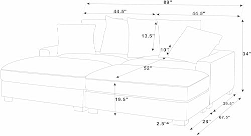 Oadeer Home Modular Sectional, Dark Gray