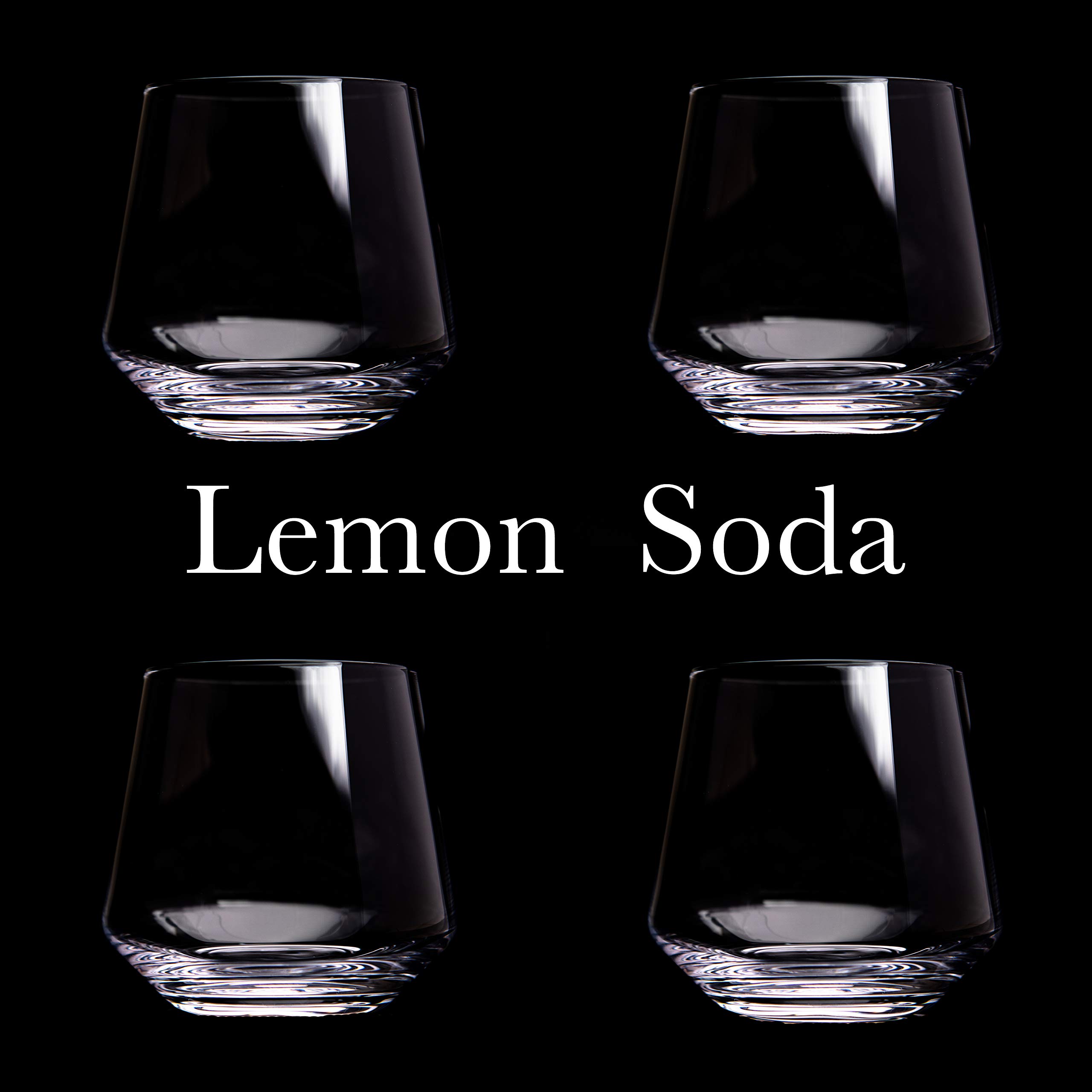 LEMONSODA High-End Double Rocks Glasses (Set of 4) β Lead-Free Crystal β Perfect for Scotch, Bourbon, Old-Fashioned β 400mL Capacity β Gift Box Included.