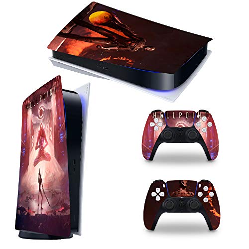 Hell Evil PS5 Digital Edition Whole Body Vinyl Skin Sticker Decal Cover for Playstation 5 Digital Edition System Console and Controllers