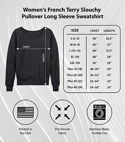 Instant Message - Delicate Flowers - Women's French Terry Pullover - Size Large Heather Charcoal