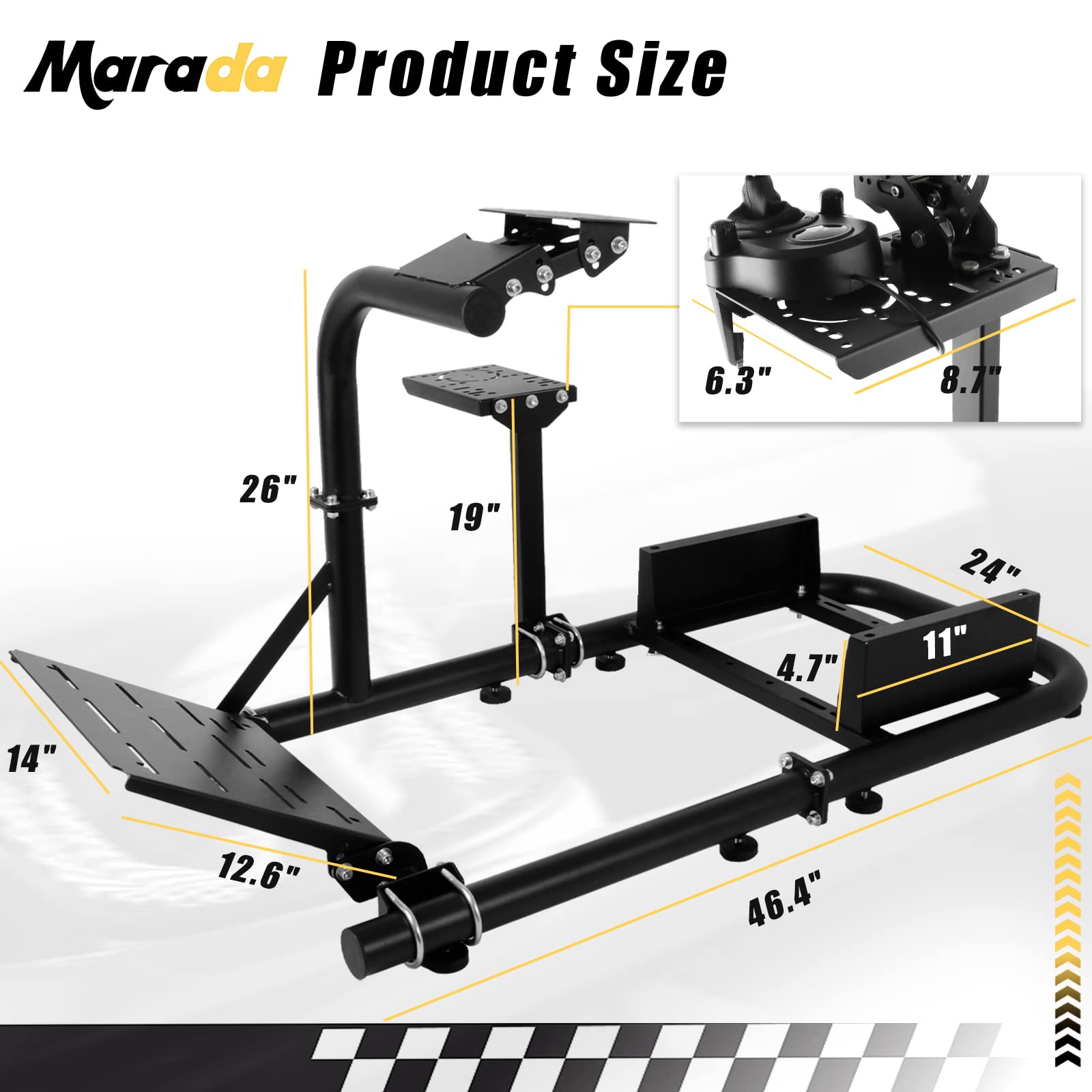 Marada Sim Racing Simulator Cockpit Stable Frame Pro Upgrade Racing Wheel Stand Angle Adjustable Fit for Logitech G25 G27 G29 G920,Thrustmaster T80 T150,Fanatec Wheel, Pedals,and Shifter Not Include