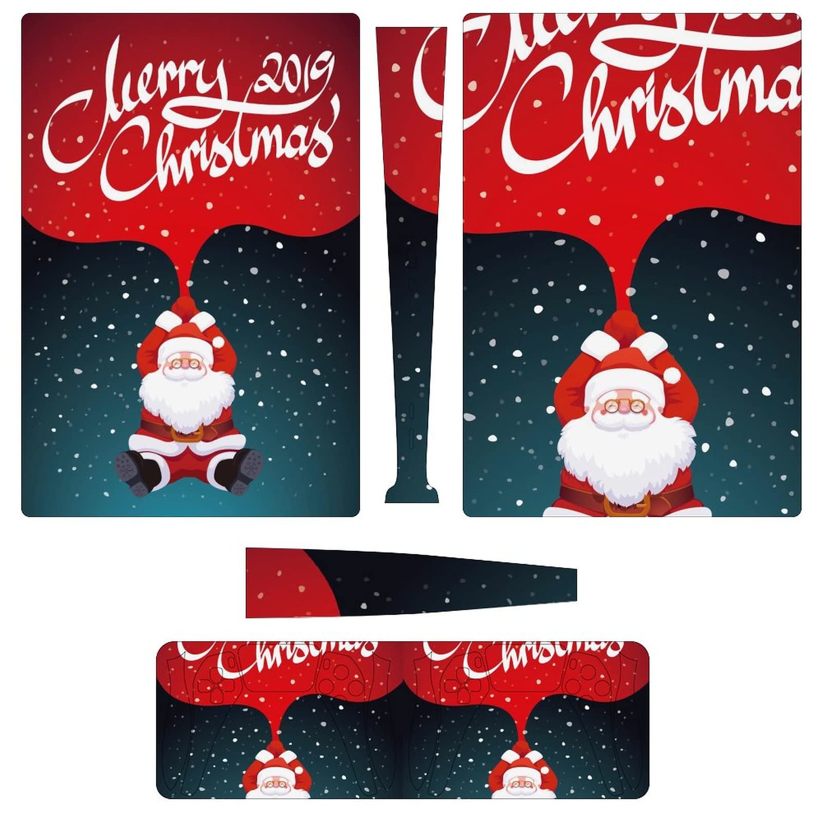 Merry Christmas Full Protective Skin Cover Design Wrap Decal Sticker Compatible with PS5 Digital Edition Console and Controller