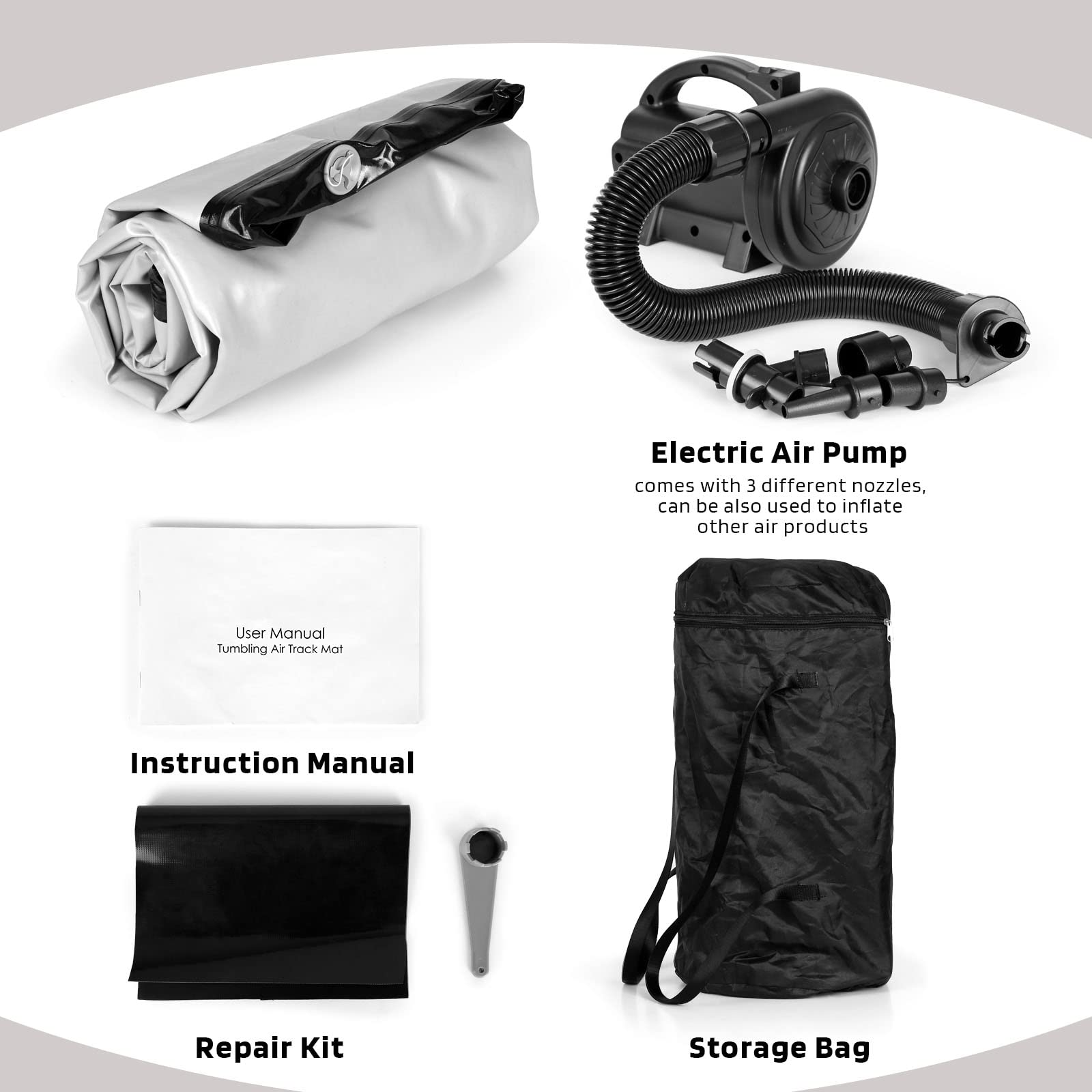 Inflatable Air Gymnastics Mat, Airtrack Mat 10ft Inflatable Gymnastic Tumbling Mat, Training Mat with Electric Air Pump,