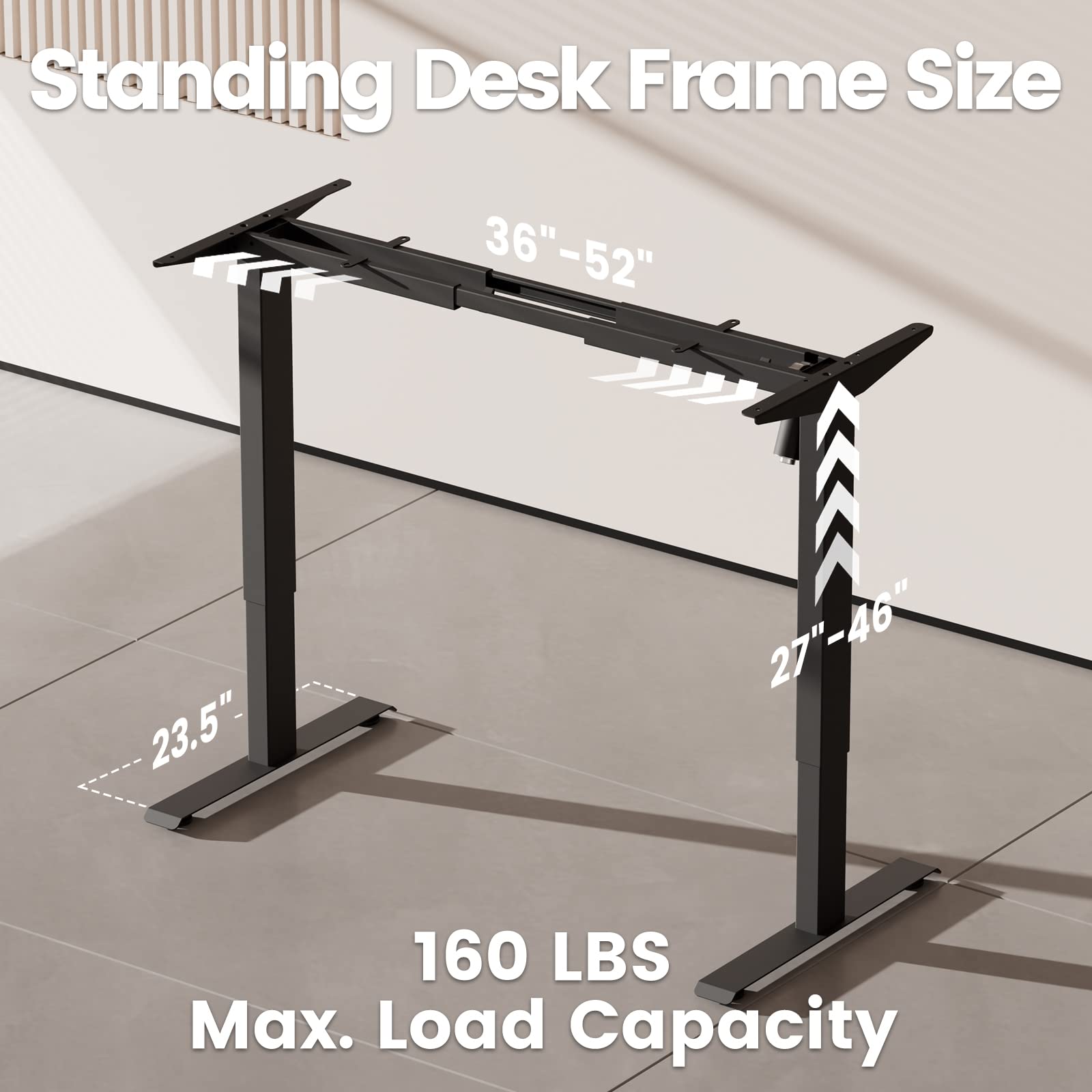 IWEICARE Computer Workstations Electric Adjustable Standing Desk Frame, Stand up Desk Frame, Sit Stand Desk Legs with Memory Function, Black Frame Only
