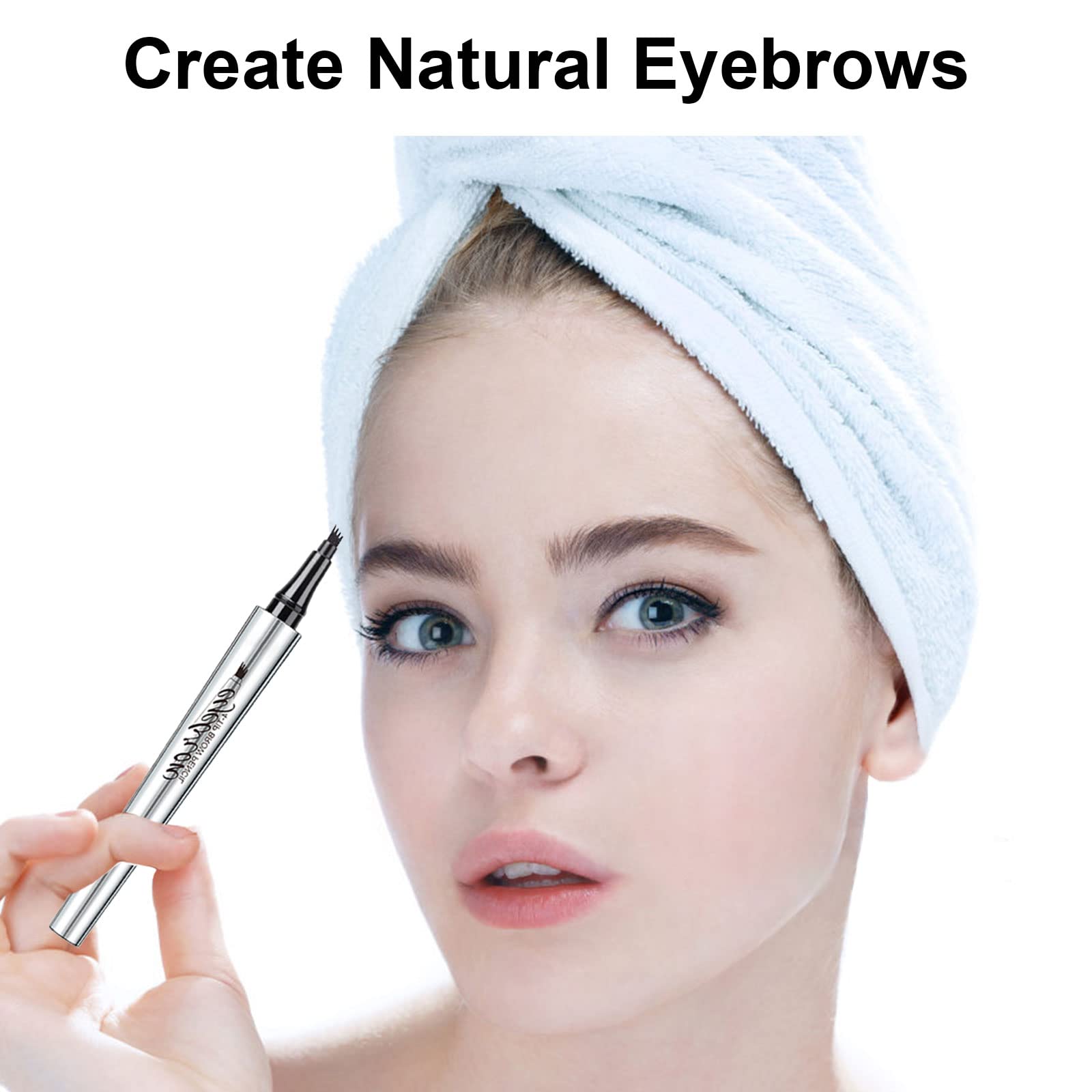 Huieter Eyebrow Microblading Pen, Eyebrow Pencil with an Upgrade Micro-Fork Tip Applicator, Waterproof Long-Lasting Microblading Pencil for Eyebrows, Microblading Pen for Natural Looking Brows Makeup