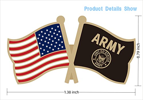 US Army Gold Crest Crossed Double Flag Lapel Pins Small Mini Military Flags Friendship Pin Badge Pack of 4