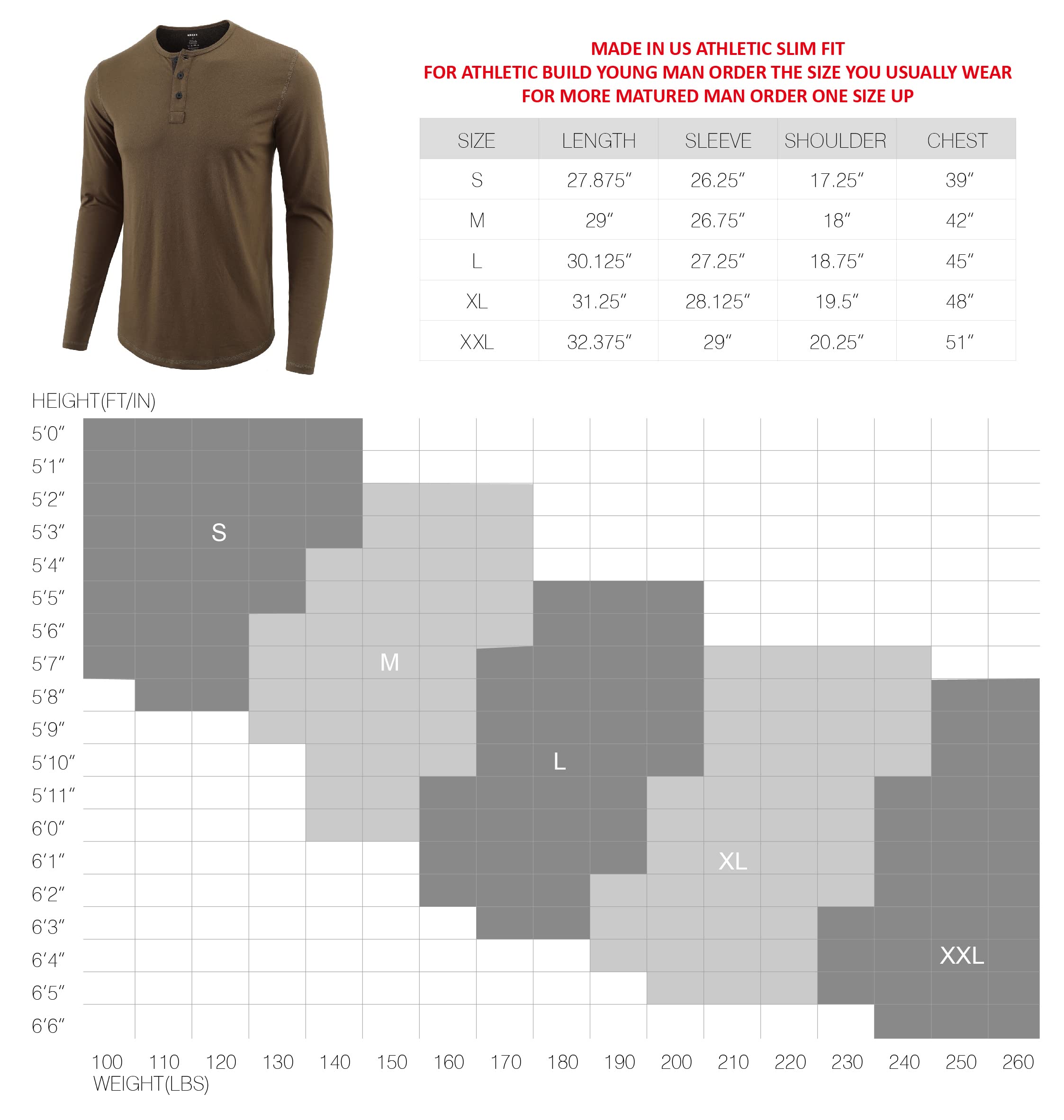 KNQR Men's Athletic Long Sleeve Slim Fit Active Sportswear Workout Running Gym Henley T-Shirts Black/H.Charcoal L