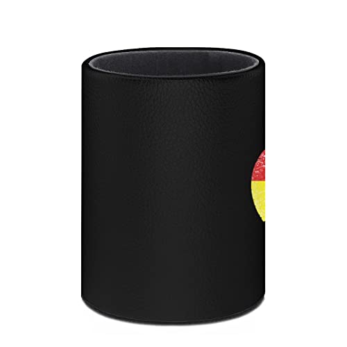 Ghana Retro Heart Flag Pen Holder PU Leather Pencil Cup Cute Desk Organizer Makeup Brush Box for Home Office