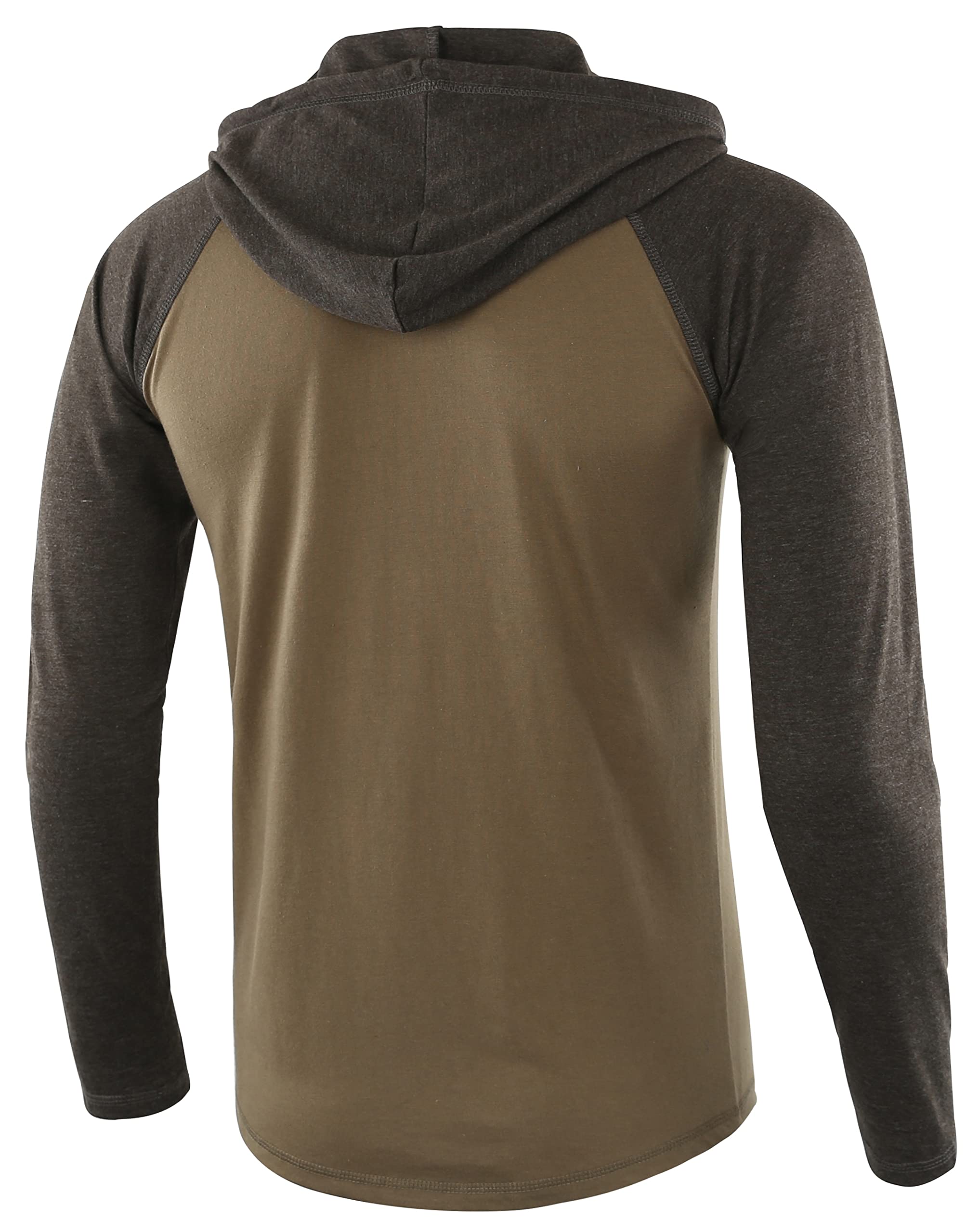 KNQR Men's Athletic Lightweight Slim Fit Running Jersey Henley Hooded Tee Shirts Active Hoodie Navy/Heather Blue S