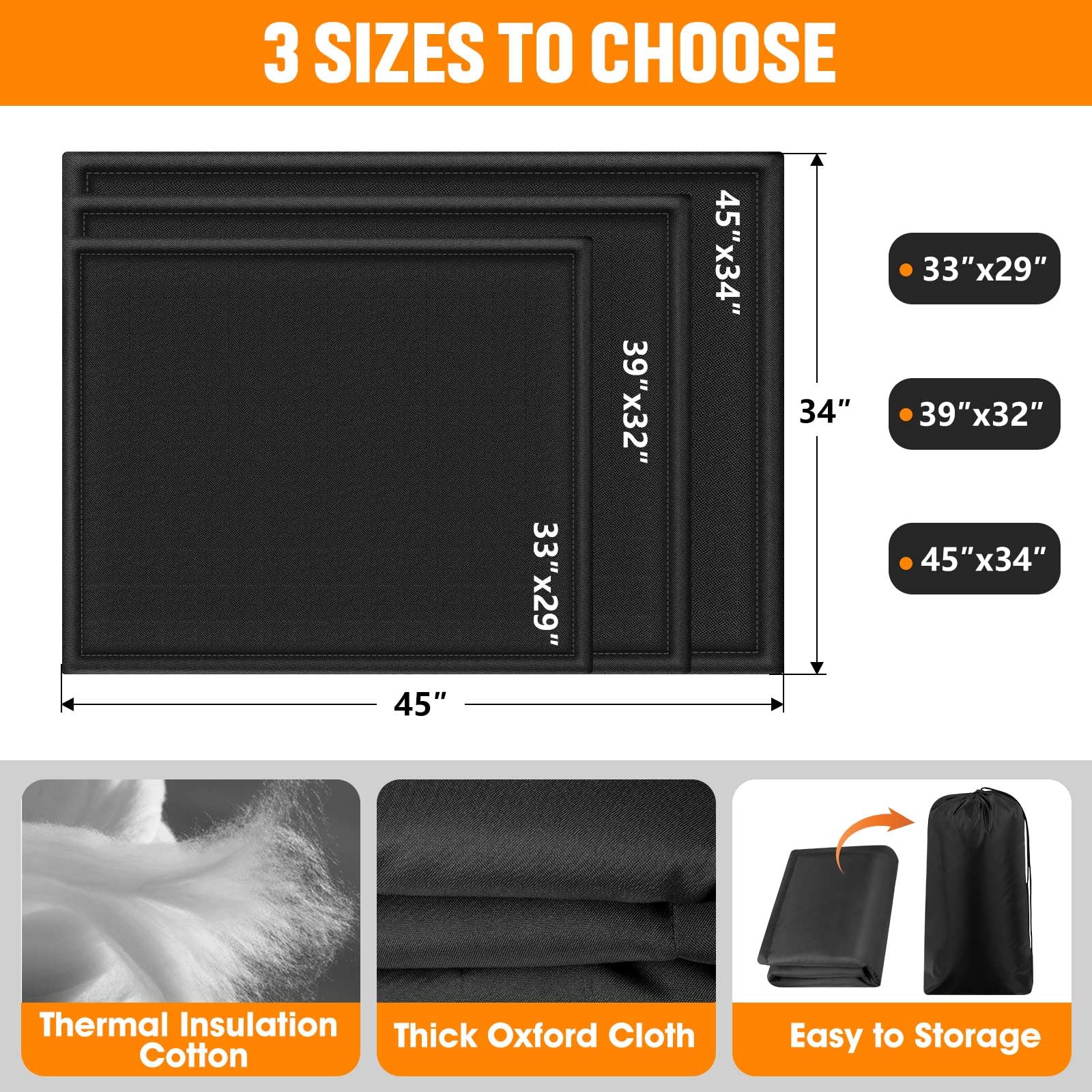 Magnetic Fireplace Cover, Fireplace Blocker Blanket Stops Overnight Heat Loss, Adjustable Fireplace Draft Stopper Save Energy, Fireplace Insulation Black 33" W x 29" H