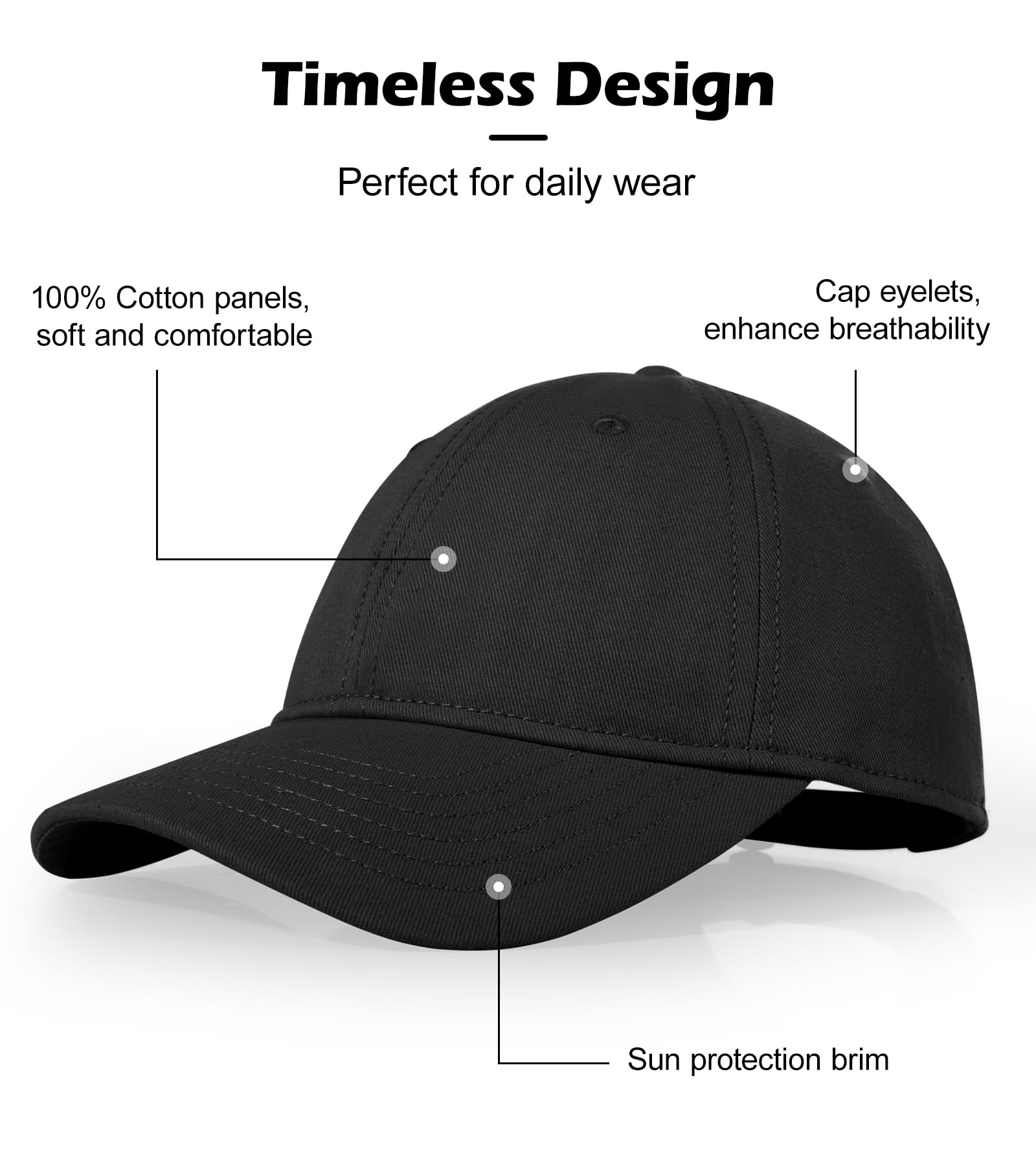 LiuSuper Plain Baseball Cap for Small Heads, XX-Small Adjustable Unisex Cotton Trucker Hat, Petite Dad Hat for Men and Women
