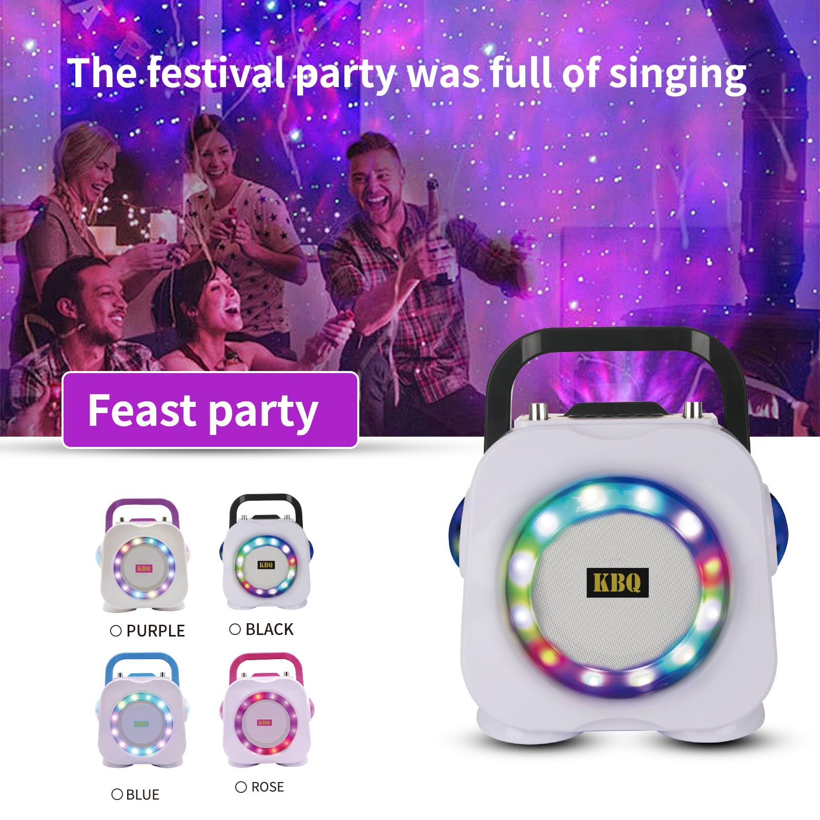 KBQ Kids Karaoke Machine with 2 Microphones, Bluetooth Portable Wireless Karaoke Speaker Player Home Karaoke System for Children and Adults (Blue)