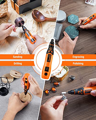Mini Cordless Rotary Tool kit, ENGiNDOT 3.7V with 32 Accessories, 3-Speed, USB Charging Rotary Tool for Sanding, Polishing, Drilling, Etching,Engraving, DIY Crafts
