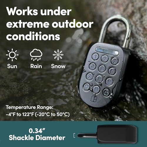 igloohome New Smart Padlock 2 (SP2), The Toughest Smart Padlock β Generate Access from Anywhere with The Mobile app (iOS/Android) β No WiFi Needed, Waterproof & Rechargeable