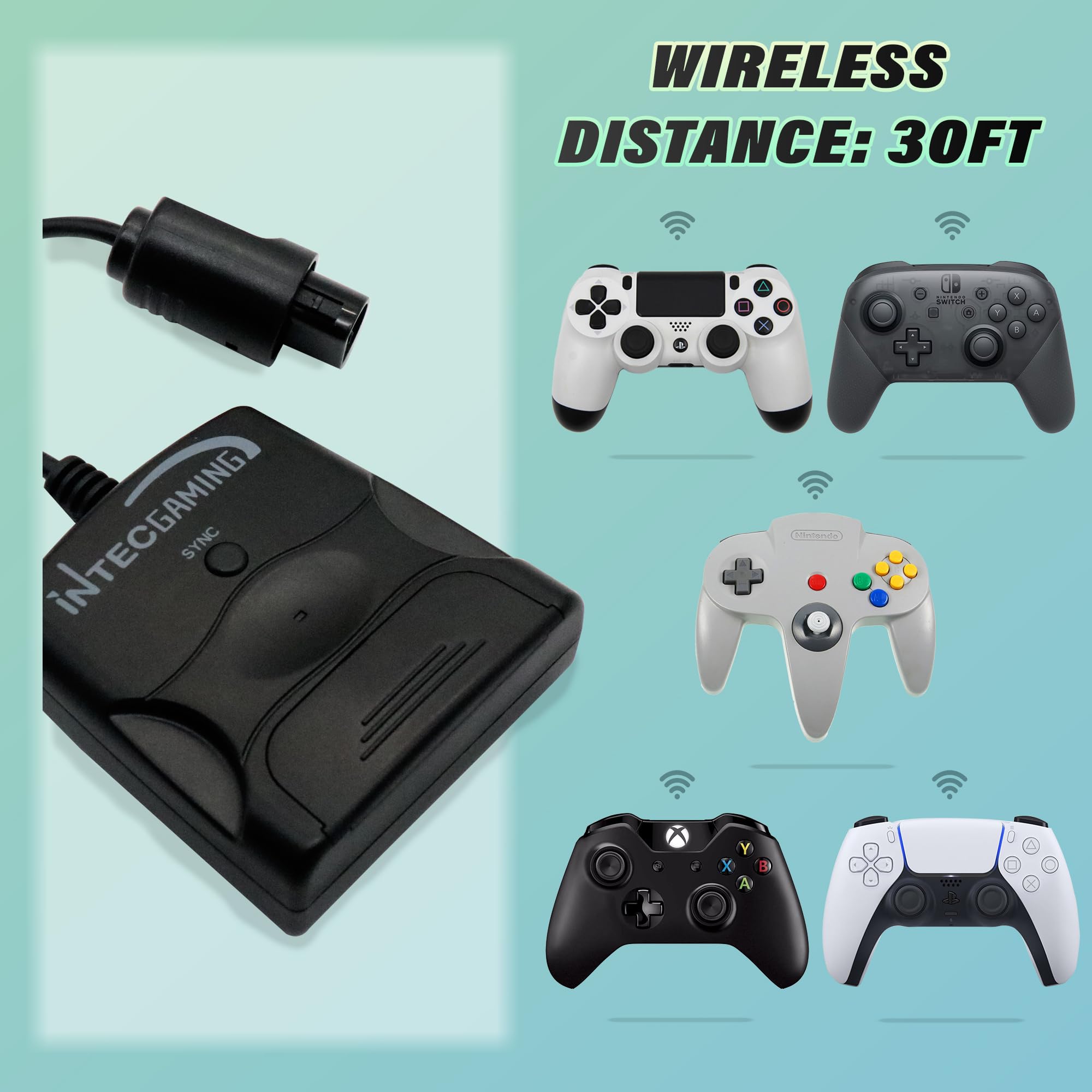Intec Gaming N64 Converter- Support PS5/PS4, Xbox One, Switch Pro Wire-Less Controller Play Retro Console, Consoles Adapter
