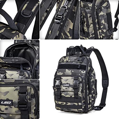 MengK Fishing Tackle Backpack Sling Bag with Rod Holder Fishing Gear Storage Bag Shoulder Backpack