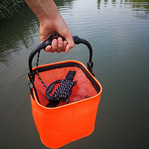 LMMDDP Foldable EVA Water Bucket with Rope Belt Outdoor Collapsible Bag Carp Fishing Bait Buckets Tackle Tools Accessories 1Pcs
