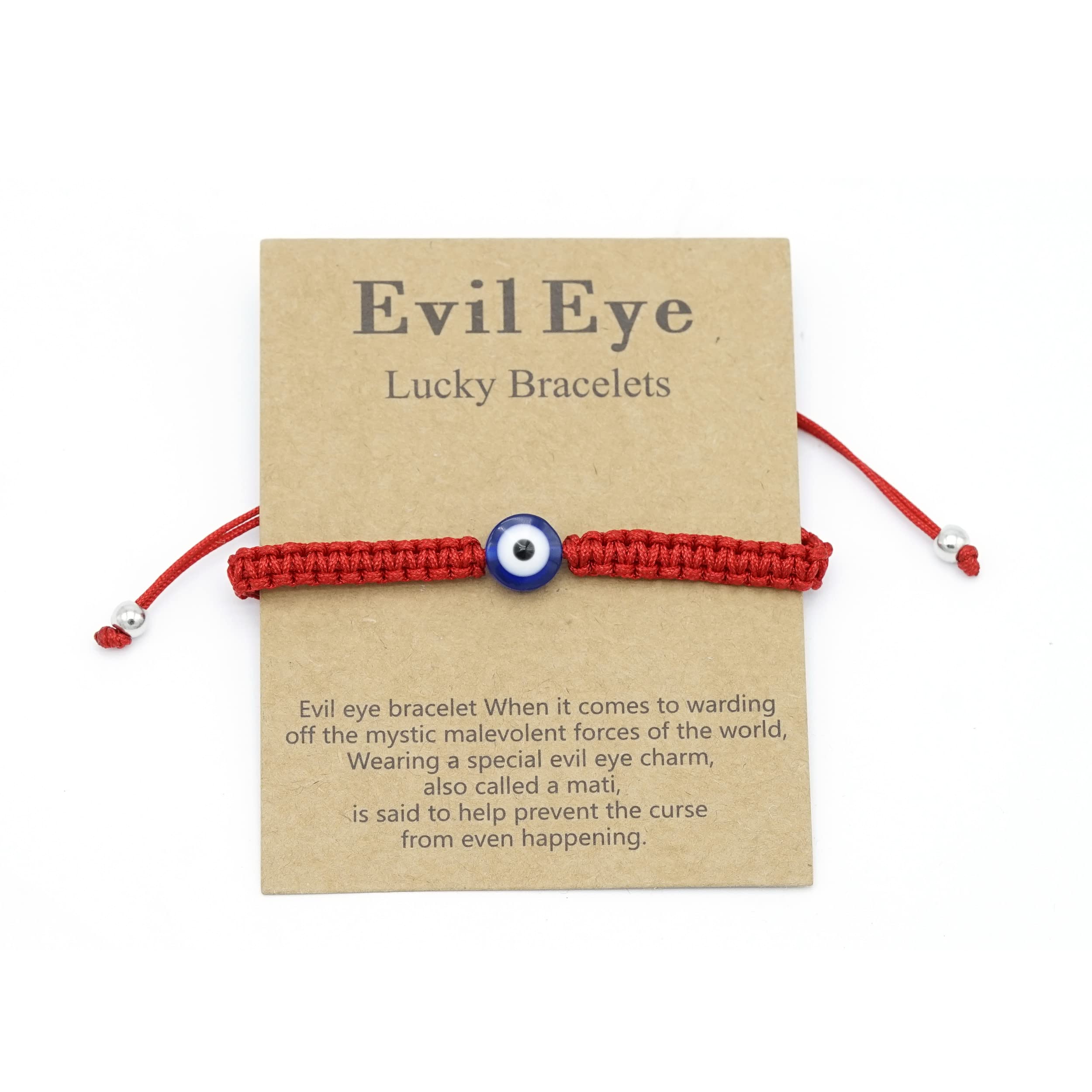 Lameybrt Turkish Evil Eye Bracelet Rainbow Elasticity Bead String Amulet Bracelet For Women Girl Kids (Red Weave Evil)