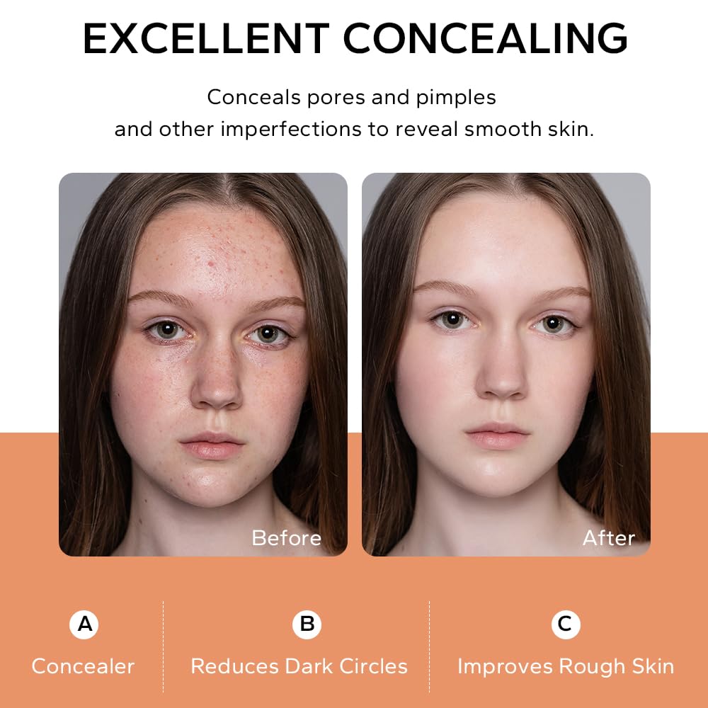 Hydrating Concealer, Lightweight Full Coverage Concealer for Dark Spots, Long-Lasting, Conceals and Corrects, Hydration and Highlights, Light Sand Shade, Satin Finish, All-Day Wear, 0.265 Fl Oz (105#)