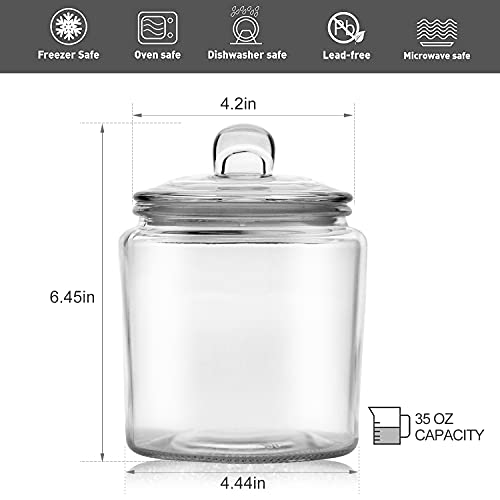 Woaiwo-q 35 oz Glass Jars, Glass Storage Container with Glass Lid for Biscuits, Candy, Dry Goods, Beans, Cookie Jar with Lid for Home & Kitchen (Set of 6)
