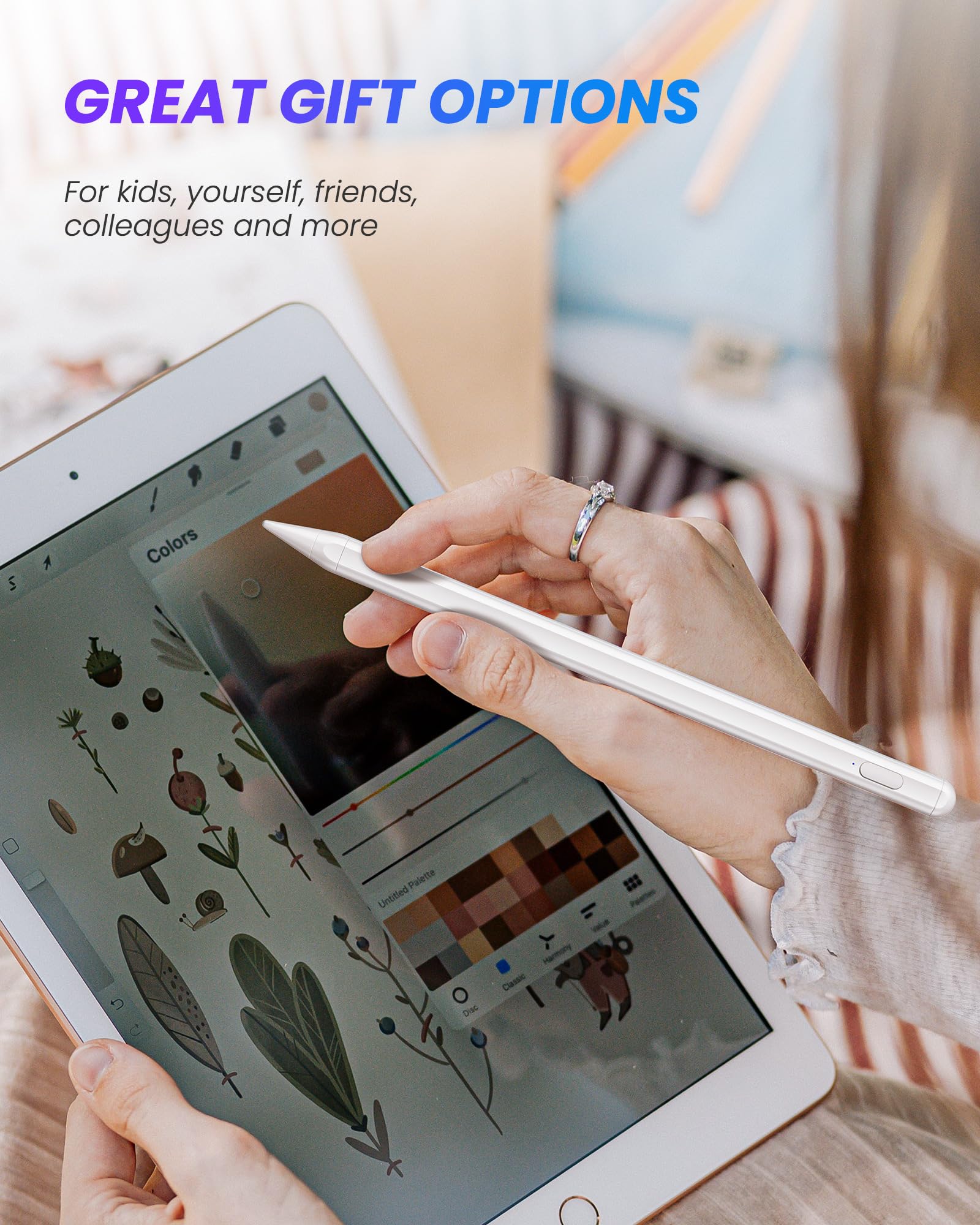 Otlonpe Stylus Pen for iPad,Palm Rejection & Tilt iPad Pencil Replacement for Apple Pencil,Rechargeable/Smart Touch iPad Pen for 2018-2023 iPad 6-10th,Pro 11''/12.9'' 3-6th,Air 3-5th,Mini 5/6th