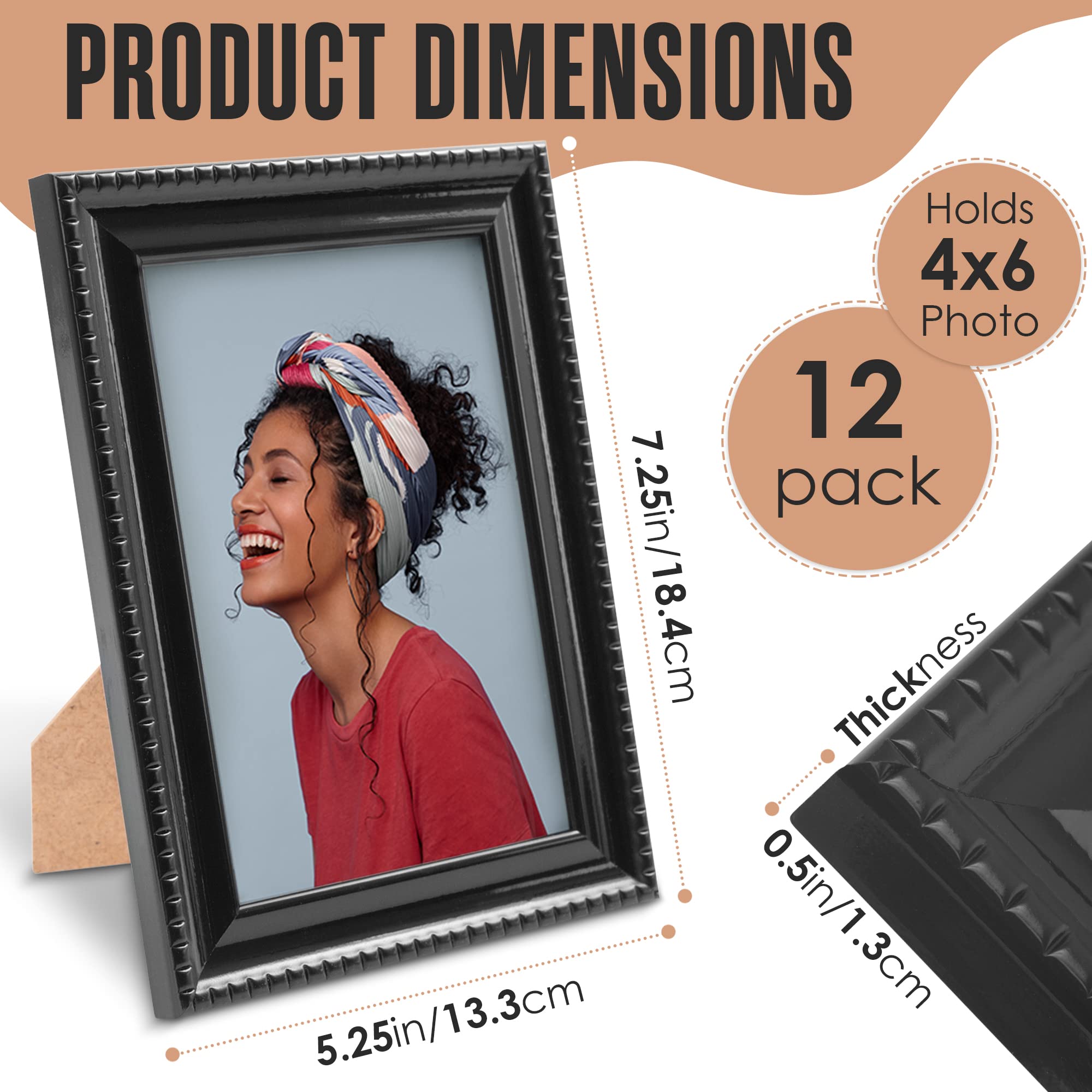 Houseables 4x6 Picture Frames Set, 12 Pack, Glass, Rustic, Distressed, Multi Photo Kit, Gallery Wall Decor, Table Display, Horizontal or Vertical Hanging Mount, For Desk, Family Mural, Collage Bundle