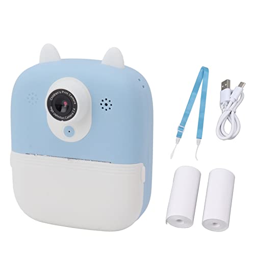jerss Childrens Digital Camera 6 Filter Effects Face Recognition Auto Print Digital Camera 1080P ABS Home Silicone for Children (Blue)