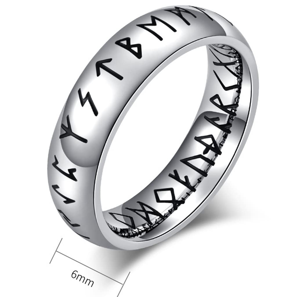 Jude Jewelers 6mm Stainless Steel Elder Futhark Nordic Trinity Runic Pagan Vikings Celtic Wedding Band Ring (Silver, 8)