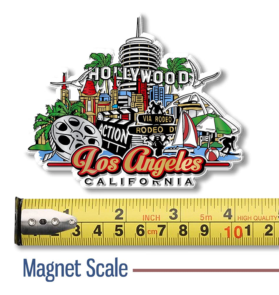 Los Angeles City Magnet by Classic Magnets, Collectible Souvenirs Made in The USA, 4.1" x 3.2"