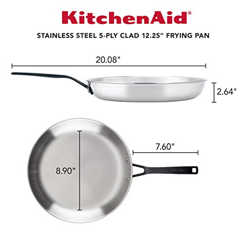 KitchenAid 5-Ply Clad Polished Stainless Steel Fry Pan/Skillet, 12.25 Inch