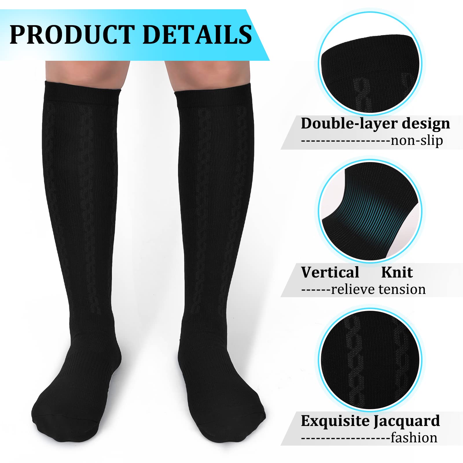 Hi Clasmix 6 Pairs Graduated Compression Socks for Women&Men 20-30mmhg Knee High Sock(Multicoloured1A, S/M)