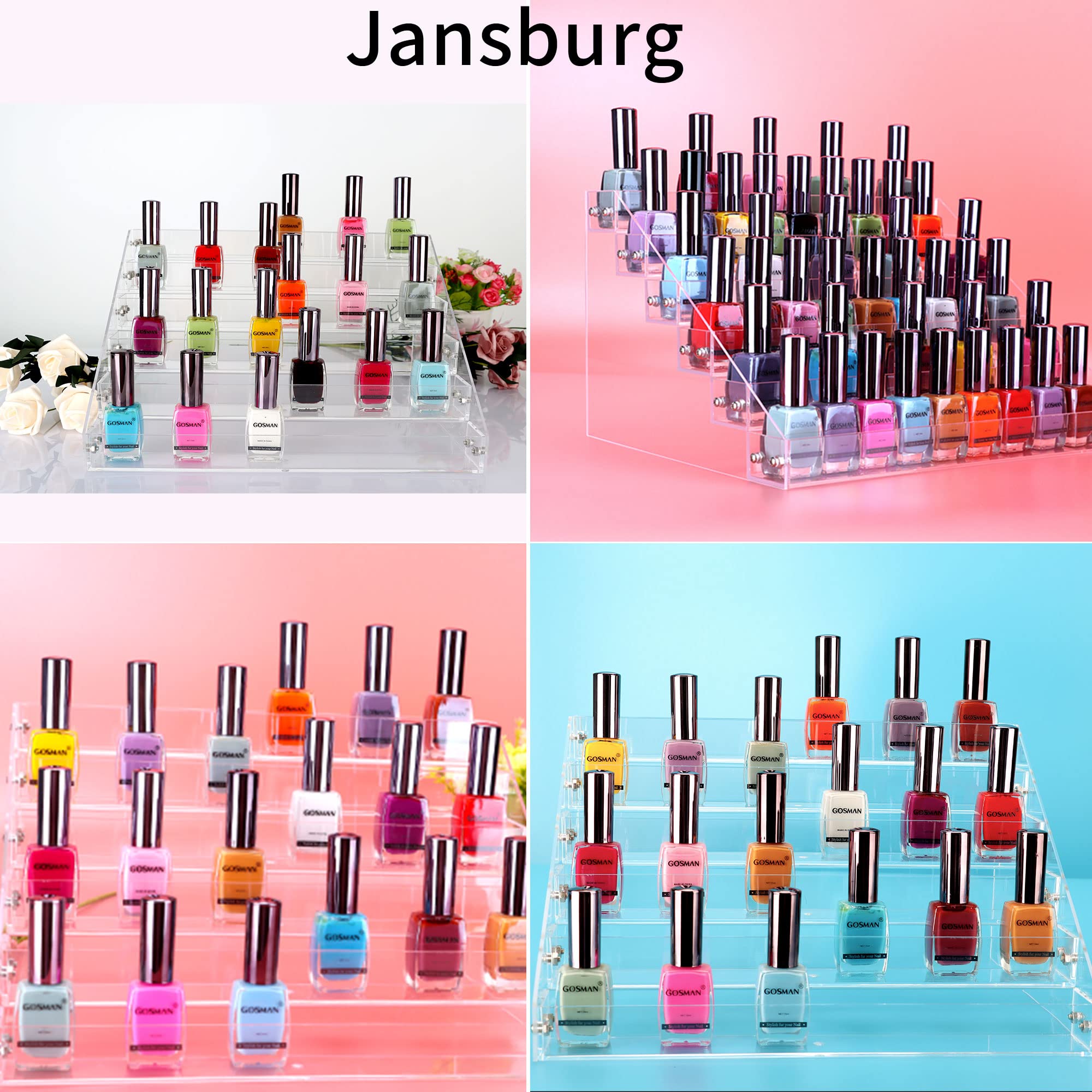 Jansburg Nail Polish Organizer 6 Layer Ink Rack Holder Table Stand Acrylic Polish Holder Clear Paint Bottles Holder Essential Oil Storage Display Stand on the Table or Desk