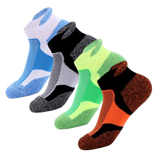 Kodal Copper Infused Ankle Socks Cushioned Athletic Low Cut Super Comfy Moisture Wicking Odor Free Socks with Tab(4 Pairs, Size 6-10)
