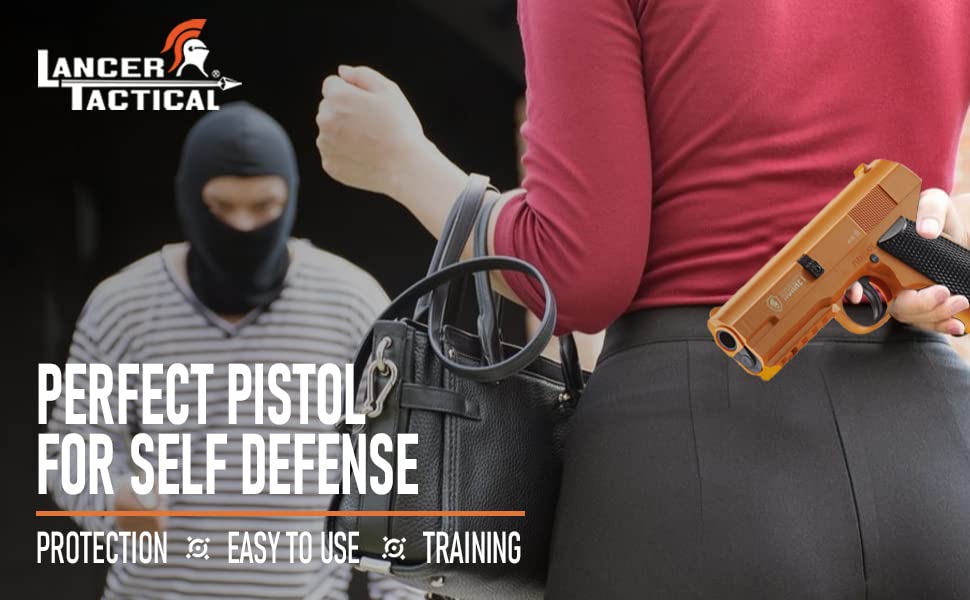 Lancer Self Defense Hornet 0.43 Cal Home Defense Launcher All in One Package-Less Lethal for Personal Defense (Color: Orange/Black)