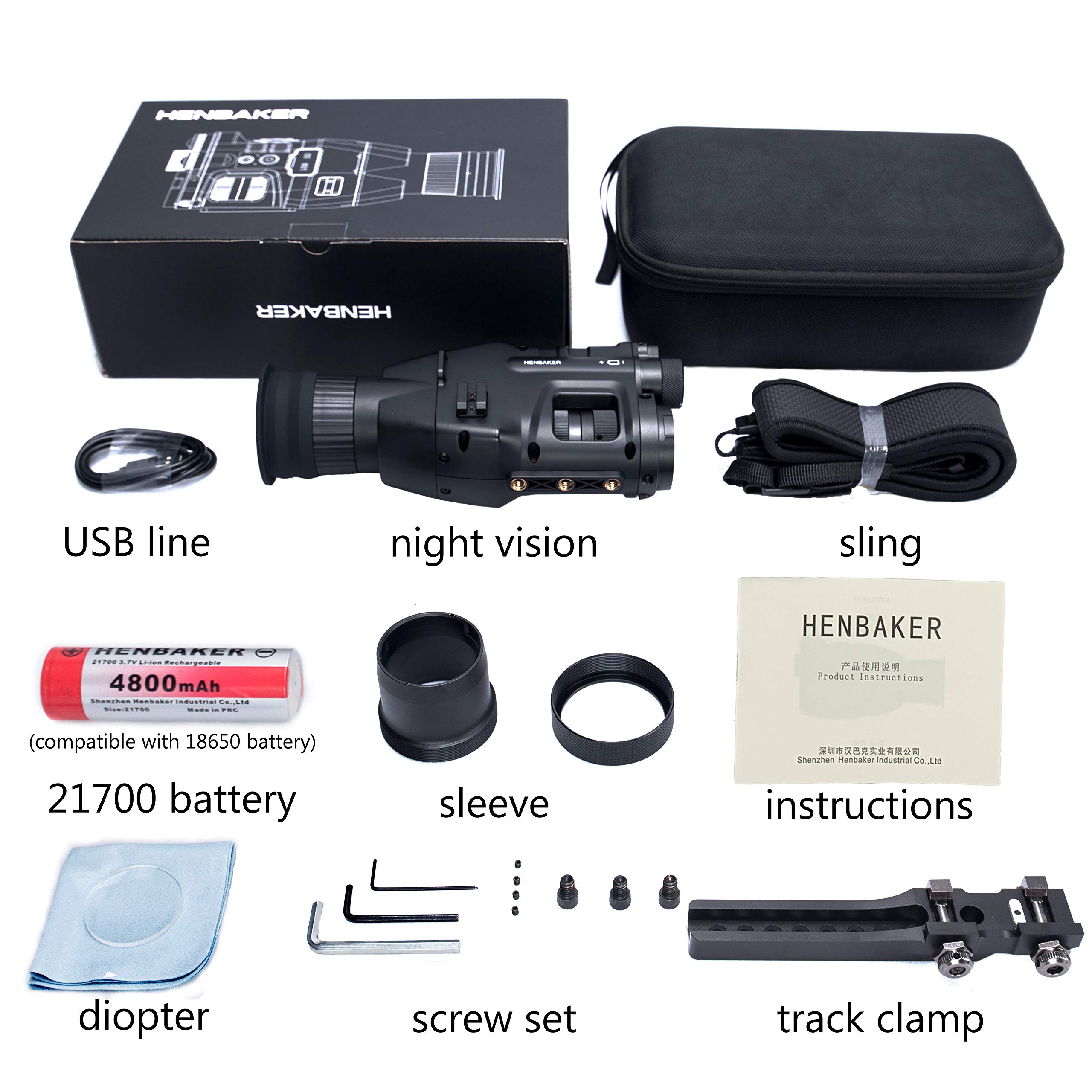 HENBAKER Digital Night Vision Device 1-32X Night Vision Monocular, 2 Infrared Light Night Vision Goggles, CY789 Supports Day&Night Hunting/Outdoor Entertainment