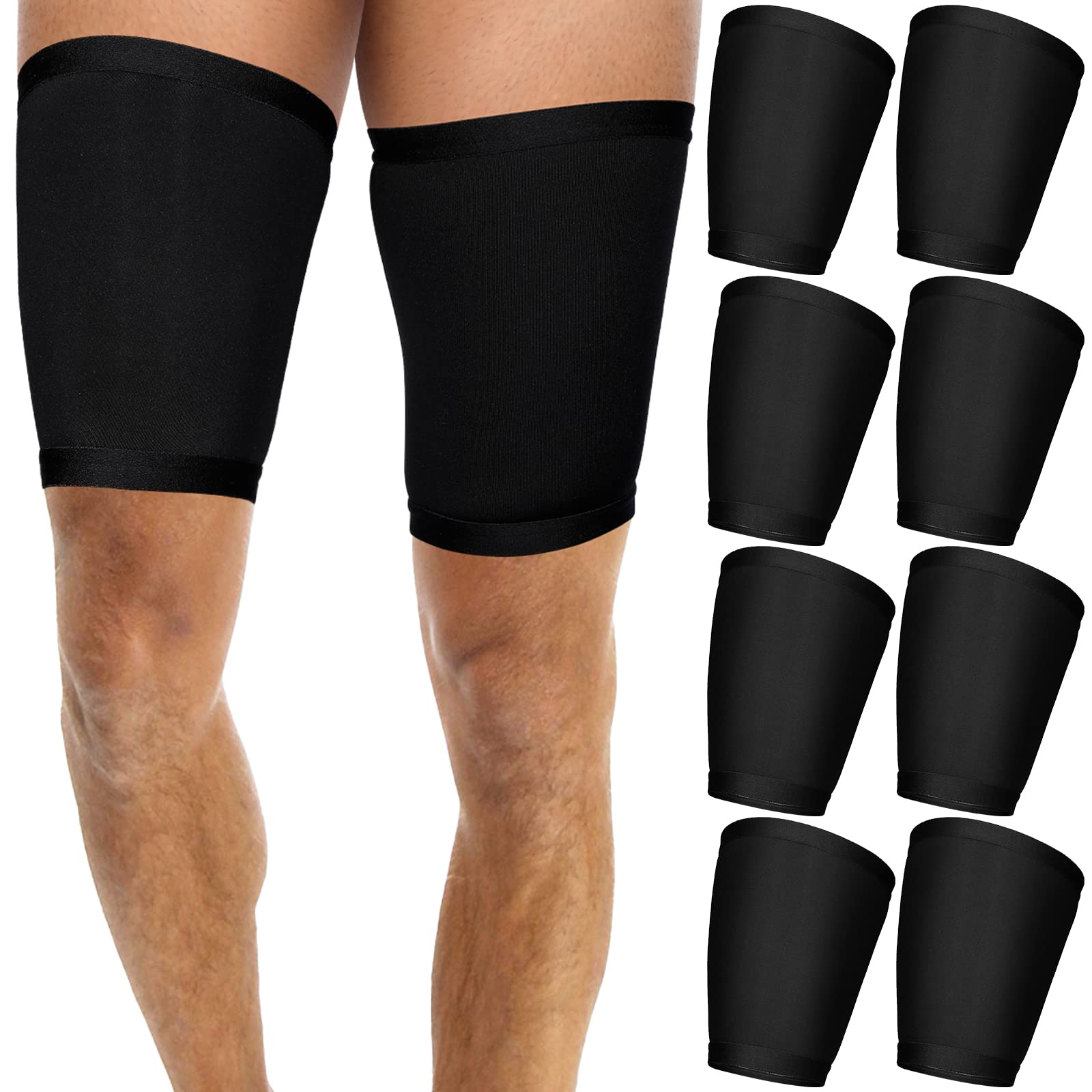 Janmercy 4 Pairs Thigh Compression Sleeves for Men Hamstring Compression Sleeves Thigh Brace Hamstring Support Thigh Sleeves for Men and Women Running Sports Quad Groin Pulls Pain Relief