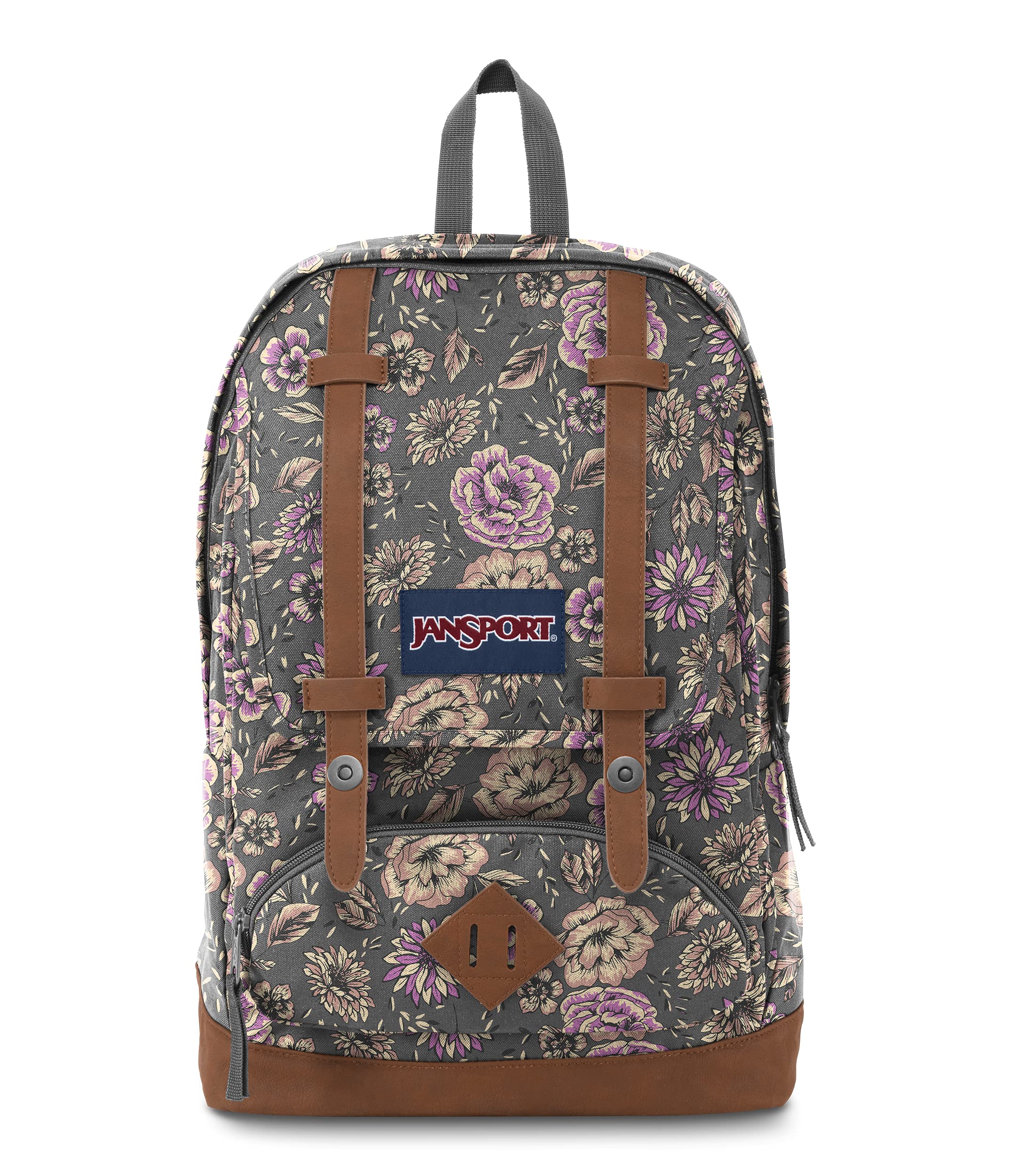 JanSport Cortlandt 15-inch Laptop Backpack - 25 Liter Travel Pack, Boho Floral Graphite Grey