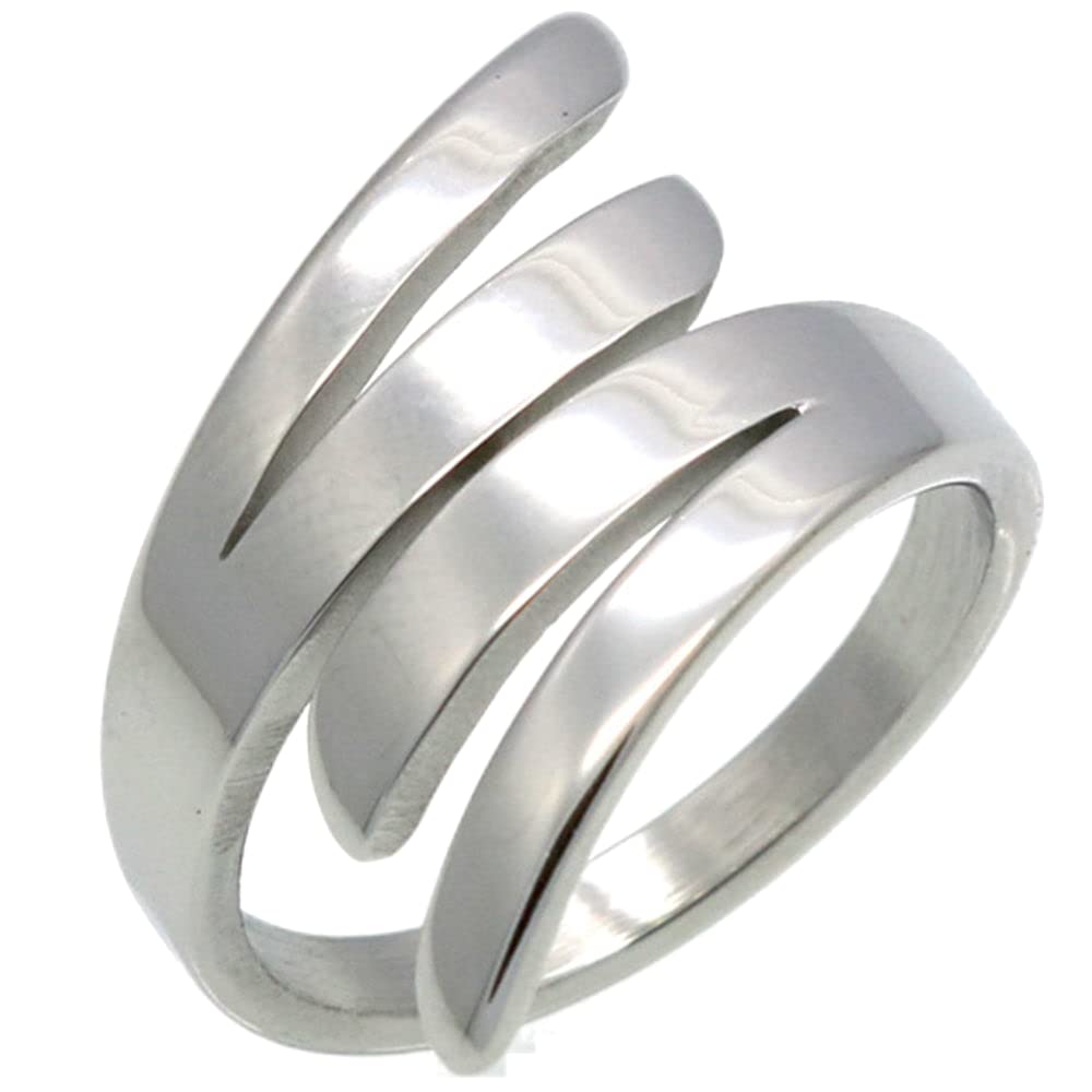 Jude Jewelers Stainless Steel Angel Wing Style Statement Anniversary Ring (Silver, 10)